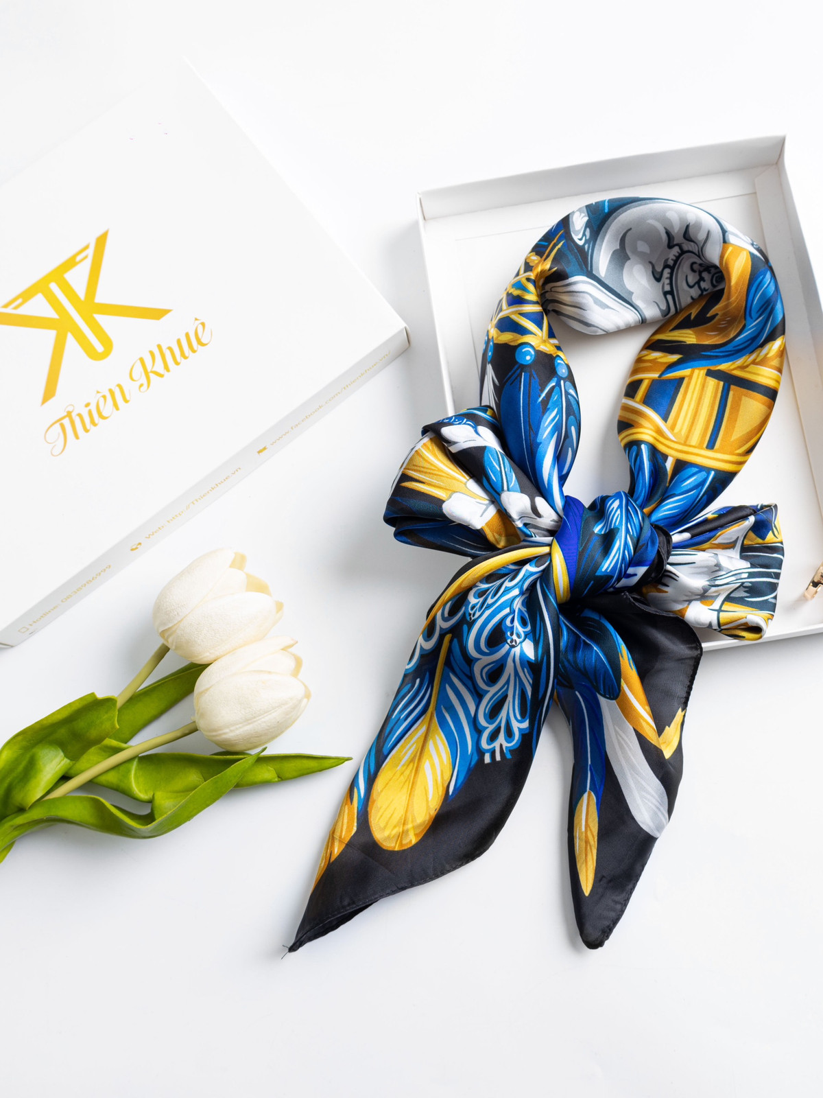 LYNO - KHĂN LỤA K0002 XANH NAVY